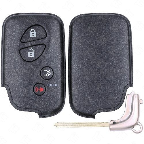 2007 - 2014 Lexus 4 Button Trunk Smart Key Shell with Emergency Key ...